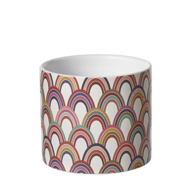Colourful Ceramic Rainbow Print Indoor Plant Pot. No drainage holes. (H ...