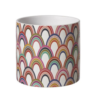 Colourful Ceramic Rainbow Print Indoor Plant Pot. No drainage holes. (H ...