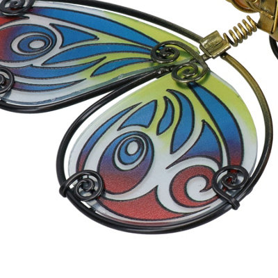 Colourful Glass Wing Fancy Butterfly Bobbing Bells Garden Home Ornament ...