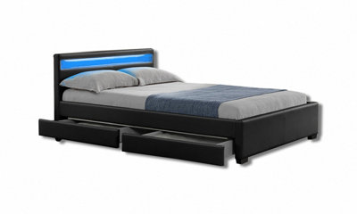 Comet 4 Drawers Storage Double Bed LED Header Frame
