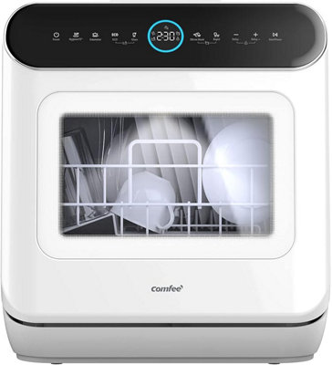 Comfee White 3 Place Settings Tabletop Dishwasher with 7 Programmes Touch Control LED Display and Delay Start