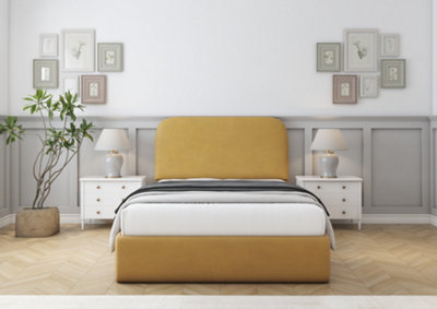 Comfort Beds Diana Mustard Plush Bed Frame with Mattress