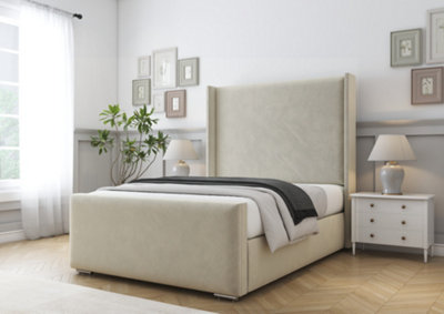 Comfort Beds Madrid Cream Plush Bed Frame with Mattress