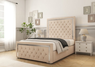 Comfort Beds Sofia Gold Sand Naples Bed Frame with Mattress