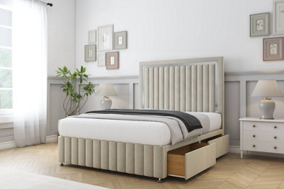 Comfort Boston Chrome Cream Plush Divan Bed Set 2 Drawers Foot-End - 54 ...