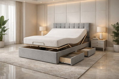 Comfort Curve Electric Adjustable Storage Bed Set, Grey