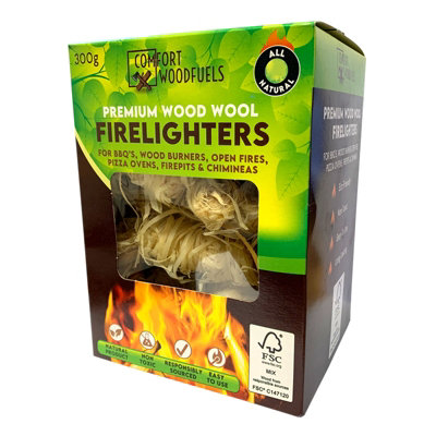 Comfort Wood Fuels Premium Wood Wool Firelighters 300g | DIY at B&Q