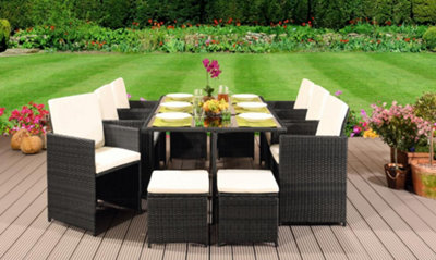 11 piece rattan cube garden furniture with parasol store