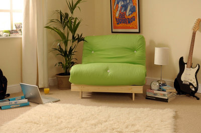 Comfy Living 2ft6 Luxury Futon Set in Lime Green