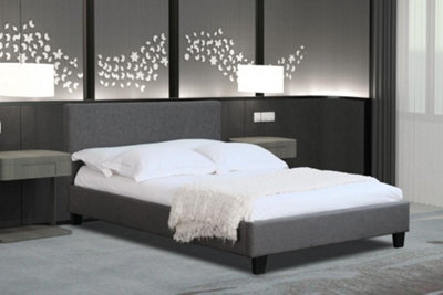 Comfy Living 4ft Fabric Prado Bed Frame Dark Grey