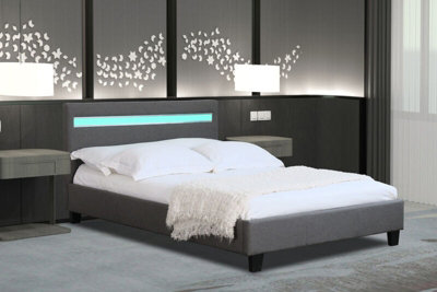 COMFY LIVING 4FT PRADO BED FRAME WITH LED DARK GREY