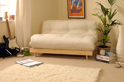 Comfy Living 4ft6 Luxury Futon Set in Natural