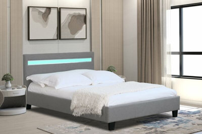 COMFY LIVING 5FT PRADO BED FRAME WITH LED LIGHT GREY