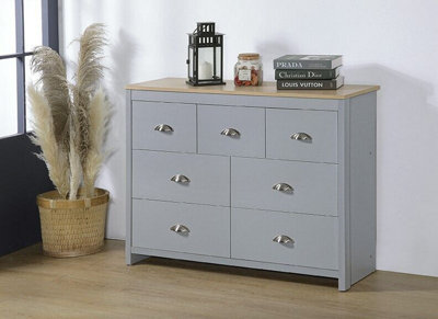 Comfy Living 7 Drawer Merchant Chest of Drawers In Grey