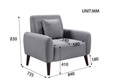 Comfy Living Grey linen 1 seater chair