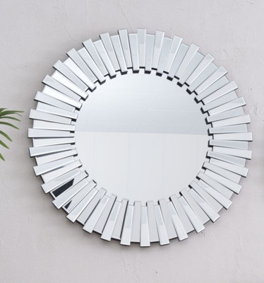 Comfy Living Modern 3D Sunburst Round Mirror 80cm