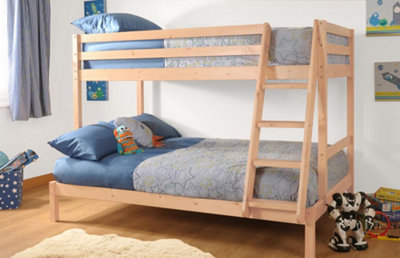 Comfy Living Triple Bunk Bed 3ft & 4ft Wooden Pine
