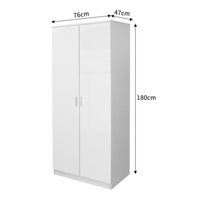 COMFY LIVING WHITE HIGH GLOSS 2 DOOR WARDROBE