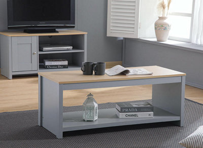 Comfy Living Wooden Coffee Table Available in Grey/Oak or White/Oak ...