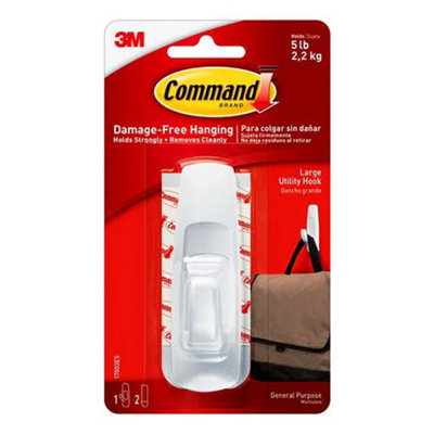 Command 17003 3M Adhesive Hook Large White with Two Adhesive Strips