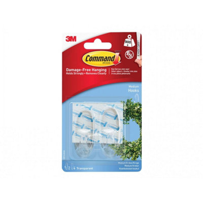Command Clear Hooks With Clear Strips Multi Colour (Medium)