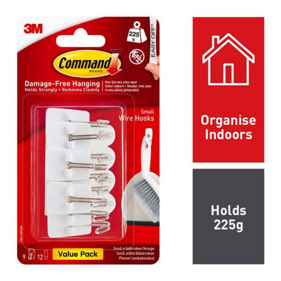 Command Small Wire Hooks (Pack of 9) White (One Size)