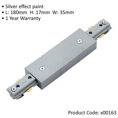 Commercial Track Light Central Connector - 180mm Length - Silver Rail ...