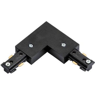 Commercial Track Light L Corner Connector - 107mm x 107mm - Black Pc ...