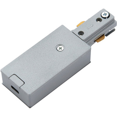 Commercial Track Light Live End Connector - 107mm Length - Silver Rail ...