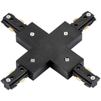 Commercial Track Lighting Cross X-Connector - 182 x 182mm - Black Pc ...