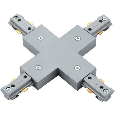 Commercial Track Lighting Cross X-Connector - 182mm x 182mm - Silver ...
