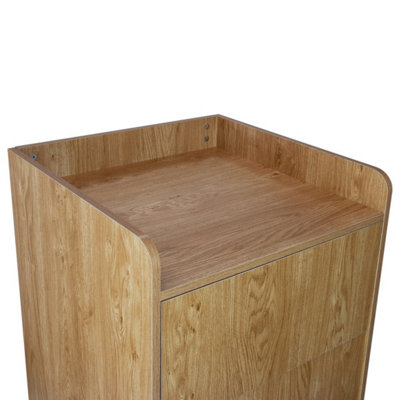 Commercial Wooden Litter Bin & Tray Stand - Light Oak with 100L Bin