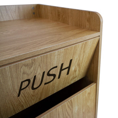 Commercial Wooden Litter Bin & Tray Stand - Light Oak with 100L Bin