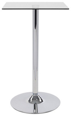 Como Poseur Premium Bar Table, Square Clear Glass Table Top, Chrome ...