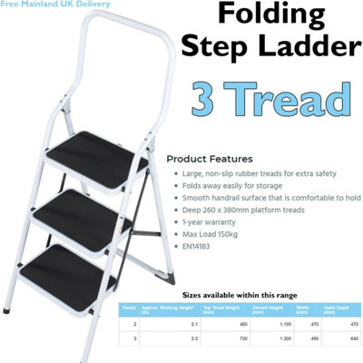 Compact 0.75m Folding Step Ladder with Anti-Slip Treads for Safety and ...