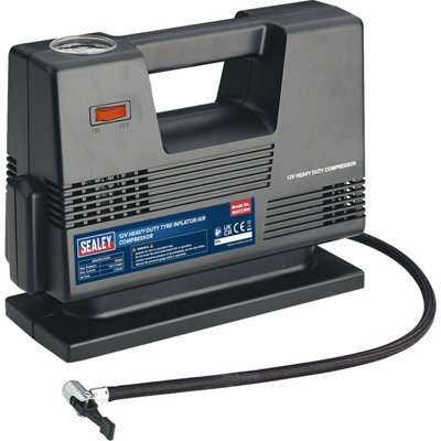 Compact 12V Portable Tire Inflator with Accessories - 200PSI Max Air Pump