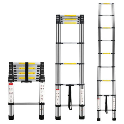 Compact 2.6m Stainless Steel Ladder Telescoping Extension with Secure Grip