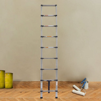 Compact 2.6m Stainless Steel Ladder Telescoping Extension with Secure Grip