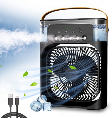 Compact 3-in-1 USB Air Cooler, Desk Fan & Humidifier with 7 Colour LED ...