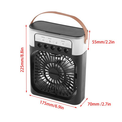Compact 3-in-1 USB Air Cooler, Desk Fan & Humidifier with 7 Colour LED ...
