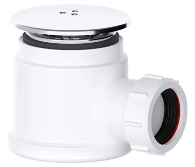 Compact Chrome Shower Trap - 50mm Easy Clean Enclosure Tray Waste Trap ...