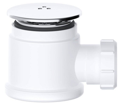 Compact Chrome Shower Trap - 50mm Easy Clean Enclosure Tray Waste Trap ...