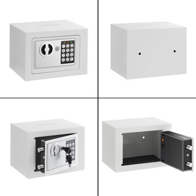 Compact Digital Safe with Key Lock - Steel Security for Home/Office