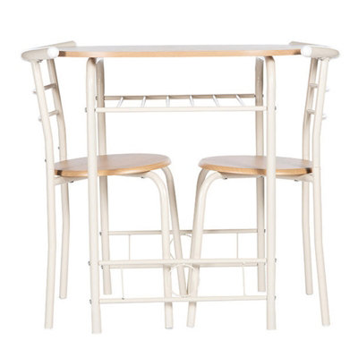 Compact Dining Set, Table & 2 Chairs, Oak Colour Tops, Buttermilk Frame ...