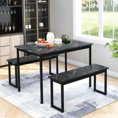 Compact Dining Table and Bench Set for 4 People