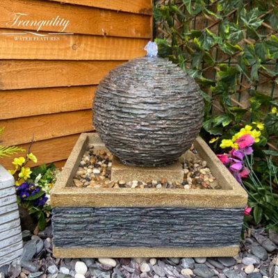 Compact Earth Stone Mains Power Water Feature With Cover