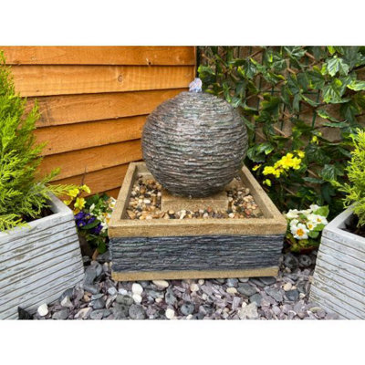 Compact Earth Stone Mains Power Water Feature With Cover
