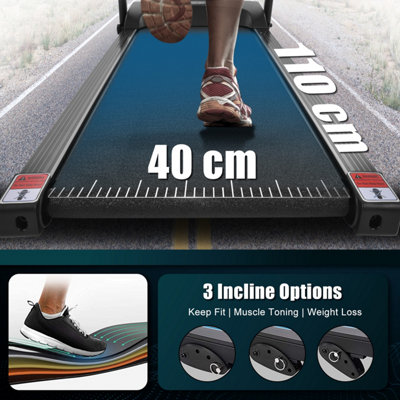 Compact Electric Treadmill with 1.5HP Motor, Manual Incline, LED ...