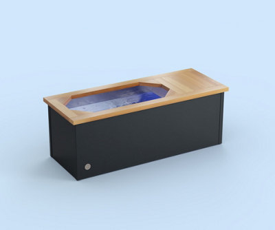 Compact Ice Bath Natural Cedar with Anthracite Grey