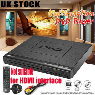 Compact Multi-Region DVD Player with USB Playback, 1080p Upscaling & Remote